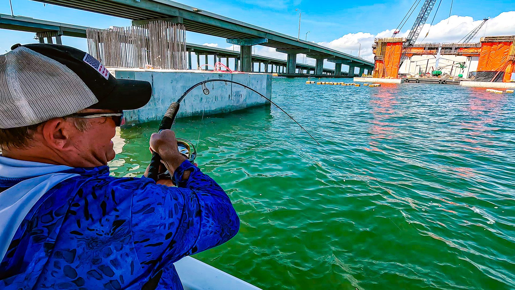 Tampa Florida Bridge Fishing With Crab For Monster Fish | Landed Fishing