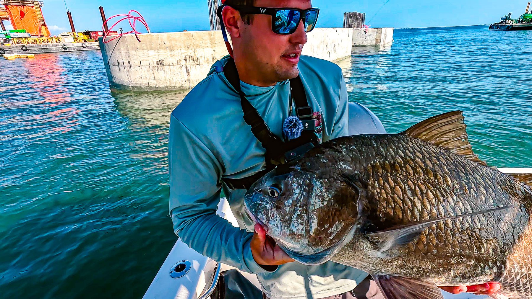 Tampa Florida Bridge Fishing With Crab For Monster Fish | Landed Fishing
