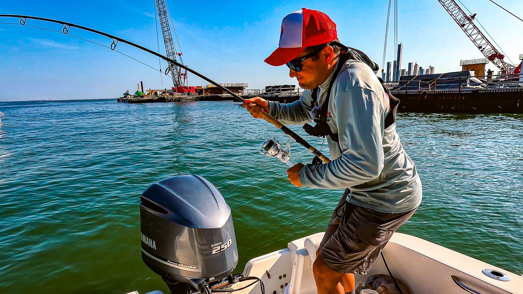Tampa Florida Bridge Fishing With Crab For Monster Fish | Landed Fishing