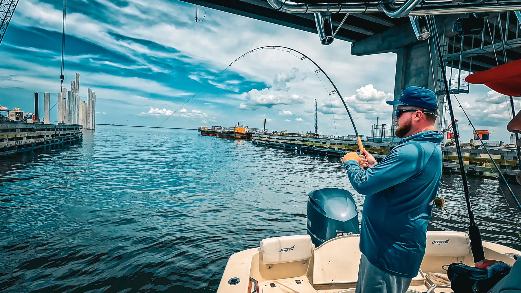 Tampa Florida Bridge Fishing With Crab For Monster Fish | Landed Fishing