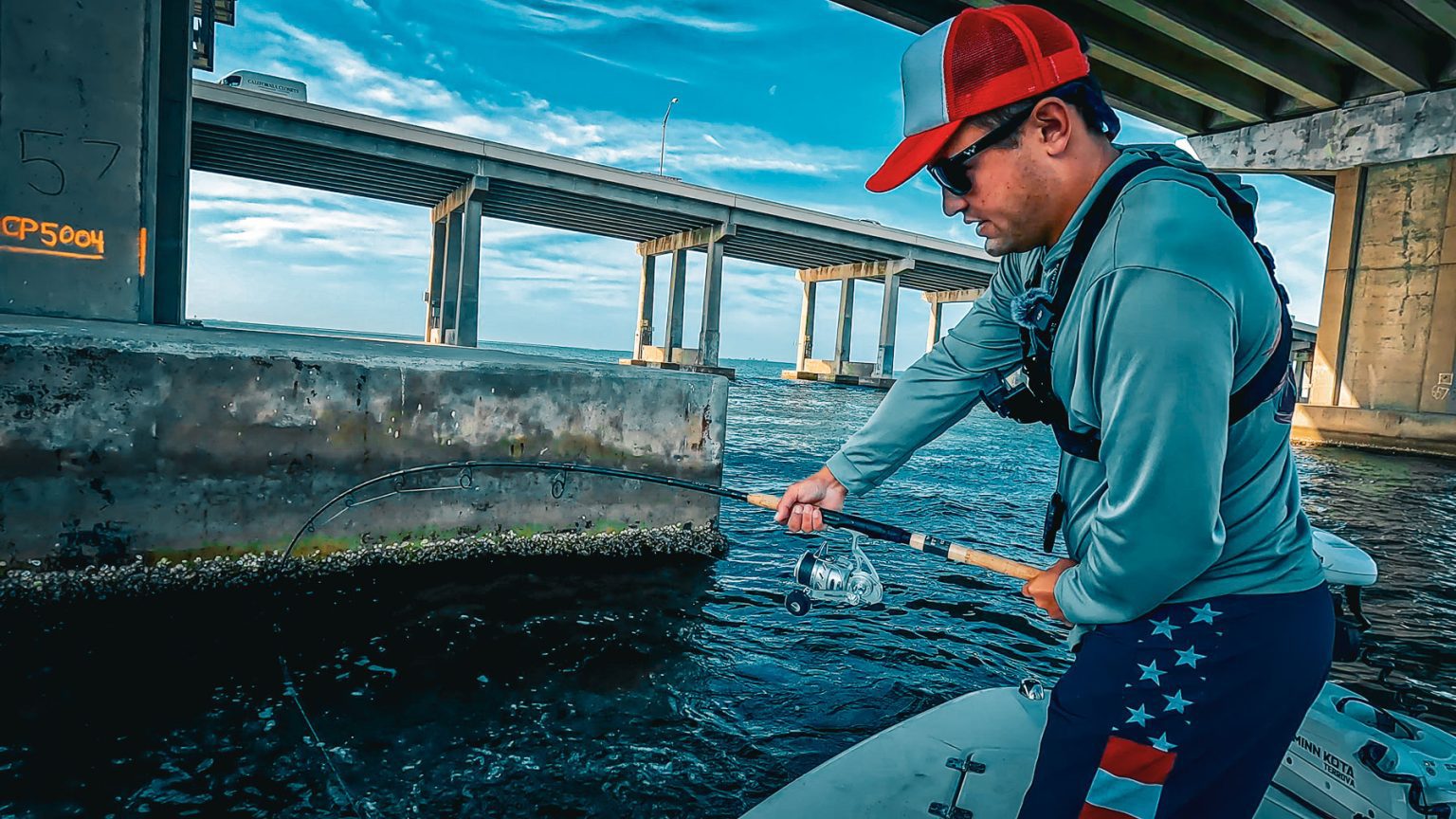 Tampa Florida Bridge Fishing With Crab For Monster Fish | Landed Fishing